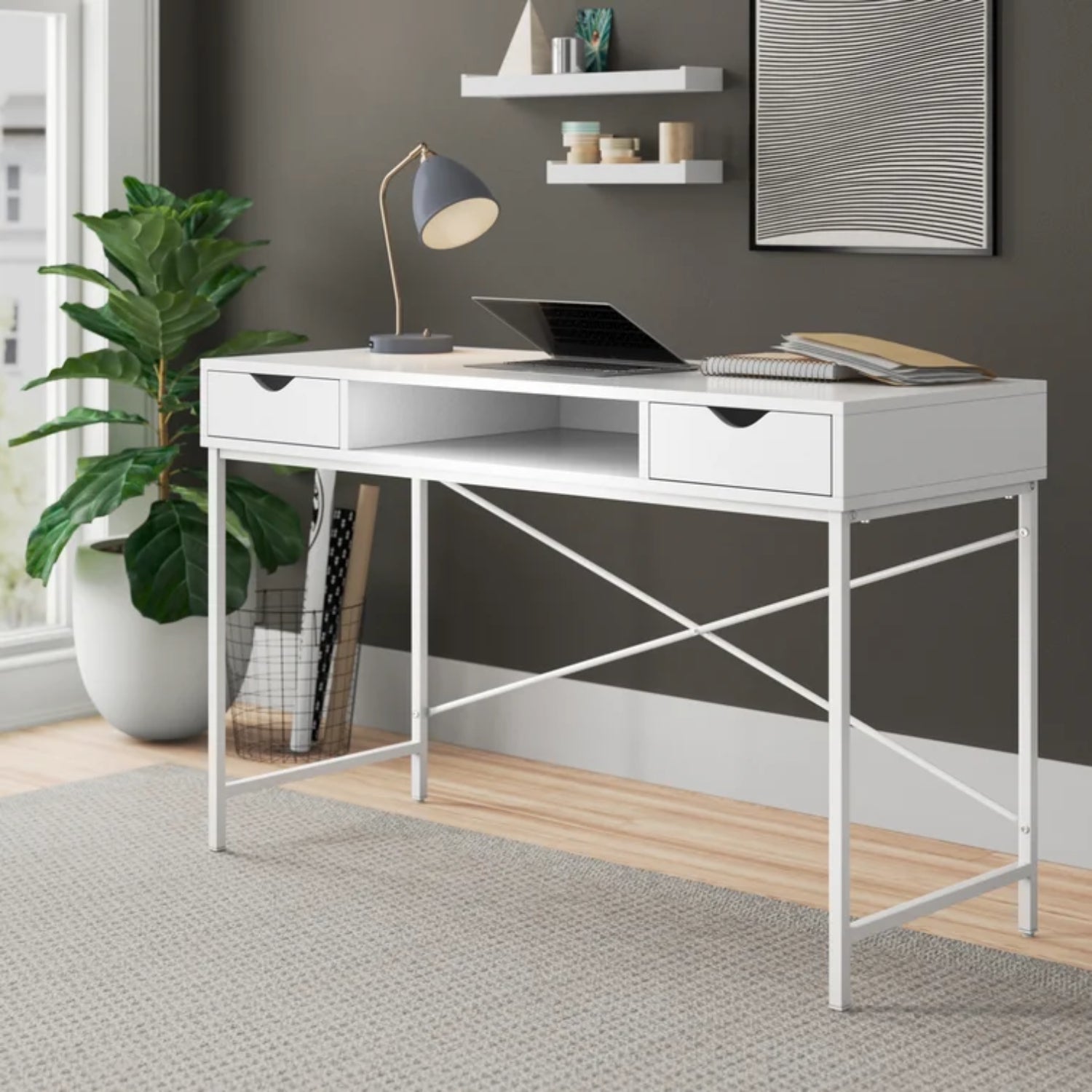 Kiana Contemporary Writing Desk with Drawers - NuvoItalia