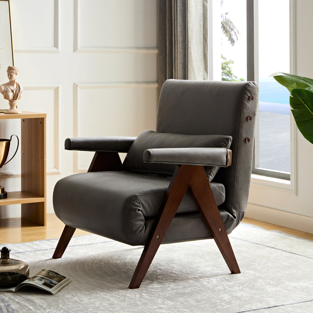 Ariton Tri-Fold Sleeper Convertible Chair with Pillow, Solid Wood ...